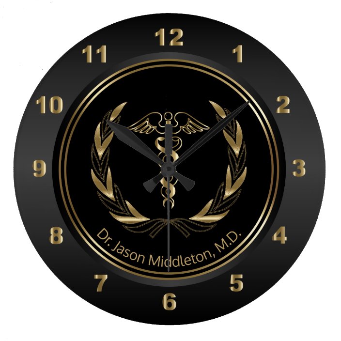 Medical Symbol - Black and Gold Large Clock | Zazzle.com