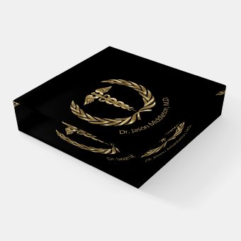 Medical Symbol - Black and Gold Paperweight | Zazzle