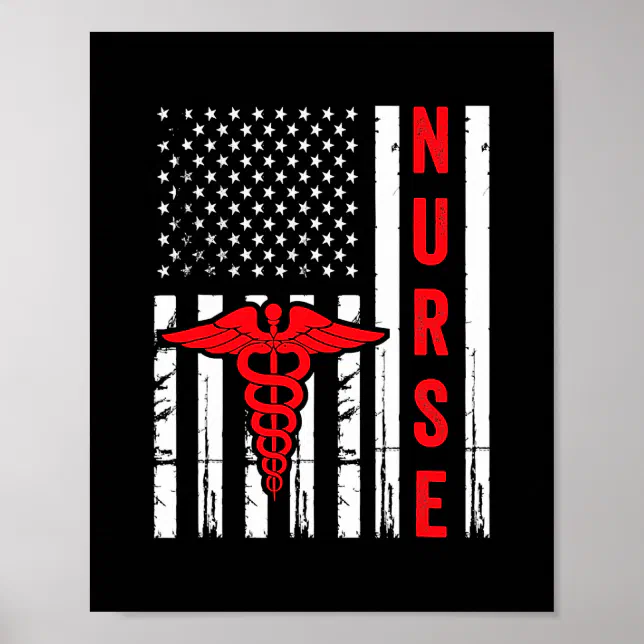 Medical Symbol Caduceus American Flag Vintage Poster | Zazzle