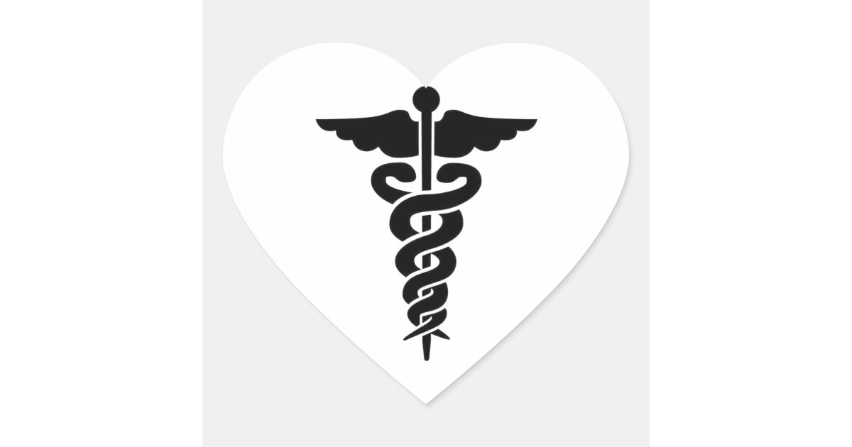 Medical Symbol Caduceus Heart Sticker | Zazzle