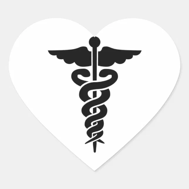 Medical Symbol Caduceus Heart Sticker | Zazzle