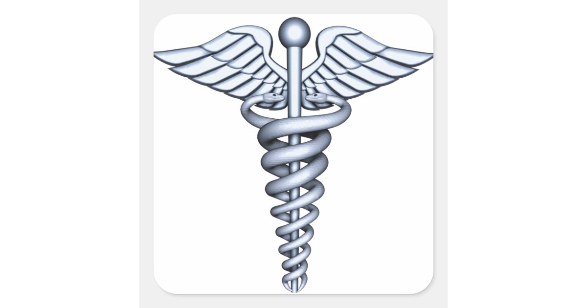 Medical Symbol Silver Square Sticker | Zazzle