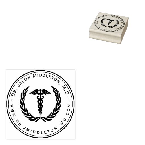 Medical Symbol with Text Rubber Stamp | Zazzle