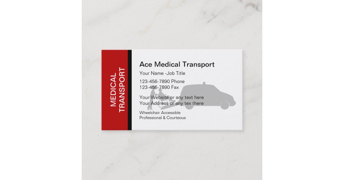 Medical Transport Business Cards | Zazzle.com