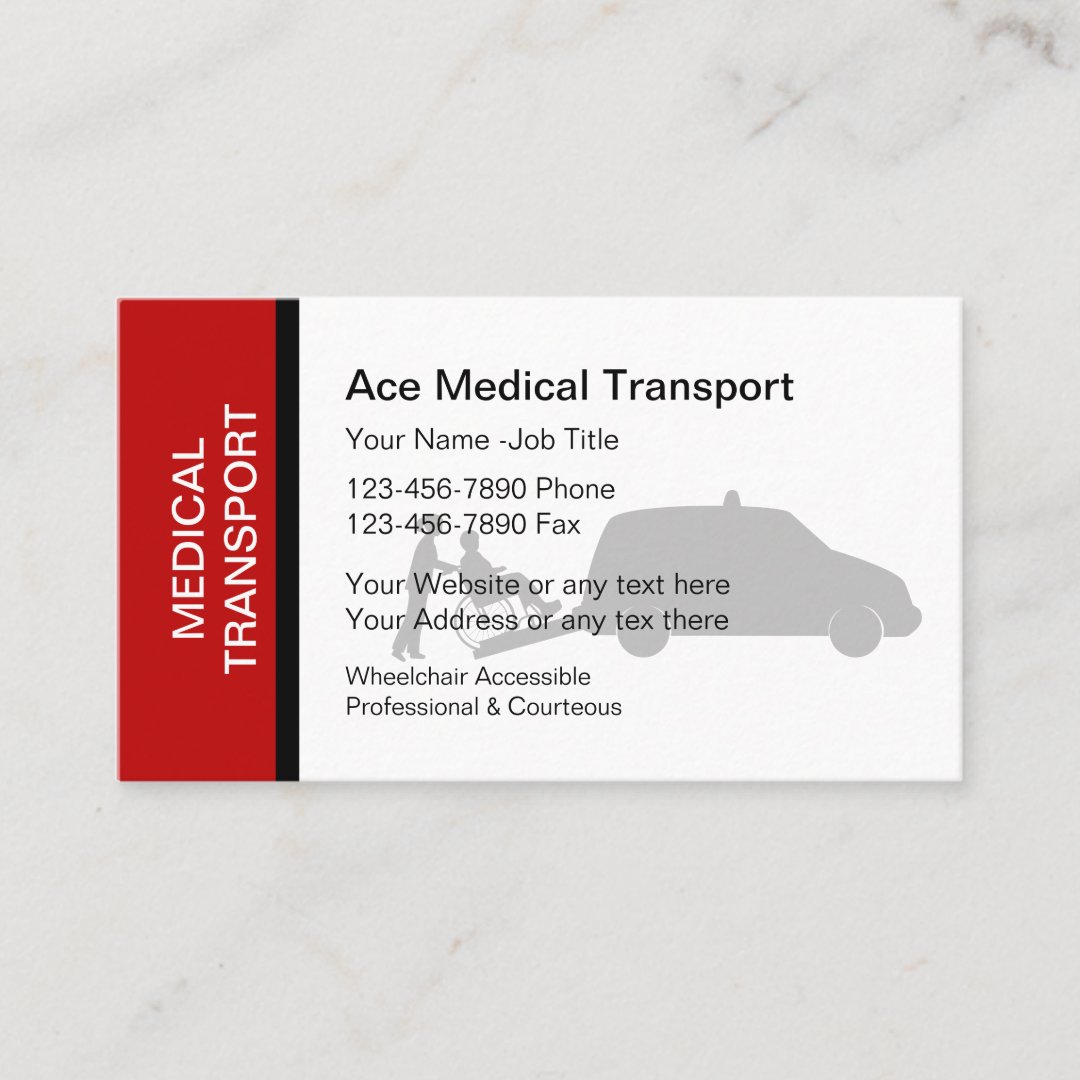 Medical Transport Business Cards | Zazzle