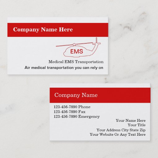 Medical Transportation Business Cards | Zazzle