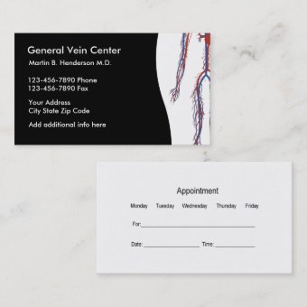 Medical Vein Center Appointment Card | Zazzle