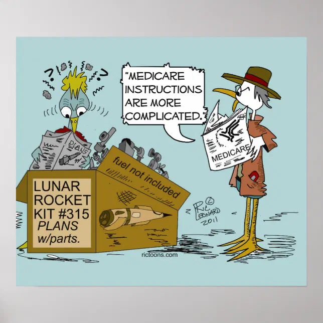 Medicare Joke Cartoon by Ric Leonard Poster | Zazzle