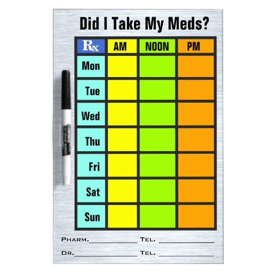 Medication Check List (Dry Erase Board) Dry Erase Board | Zazzle.com