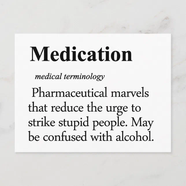 Medication Definition Postcard | Zazzle