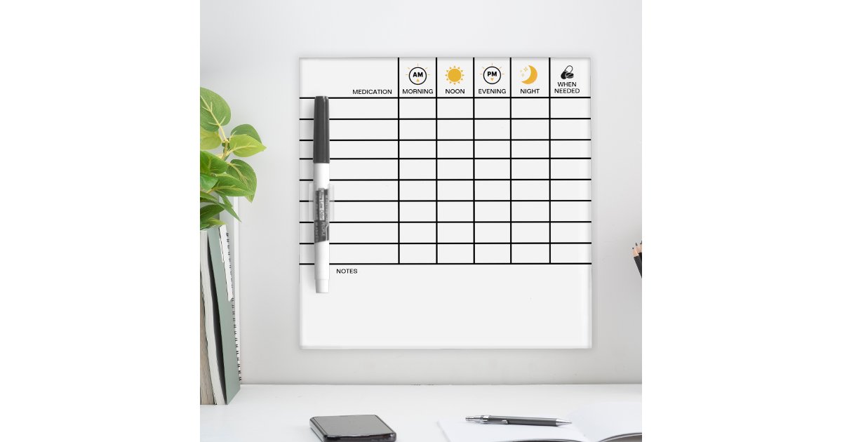 Medication Tracker Take Your Meds Reminder Dry Erase Board | Zazzle