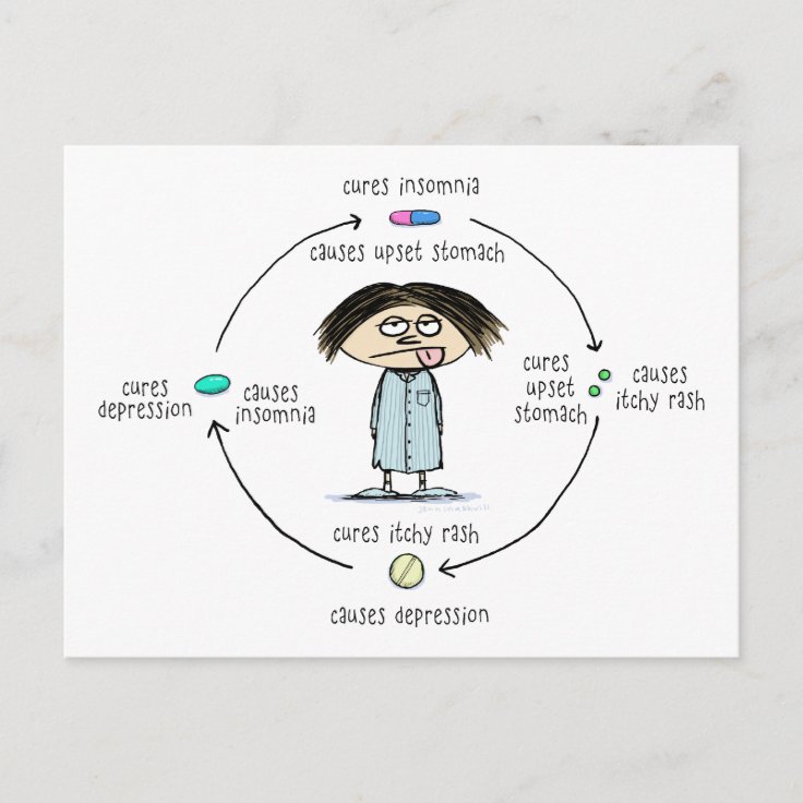 Medicinal Cures and Causes Funny Cartoon Postcard | Zazzle