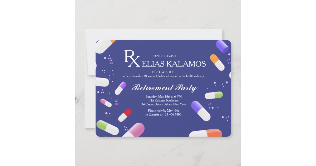 Medicine Capsules Retirement Party Invitation | Zazzle