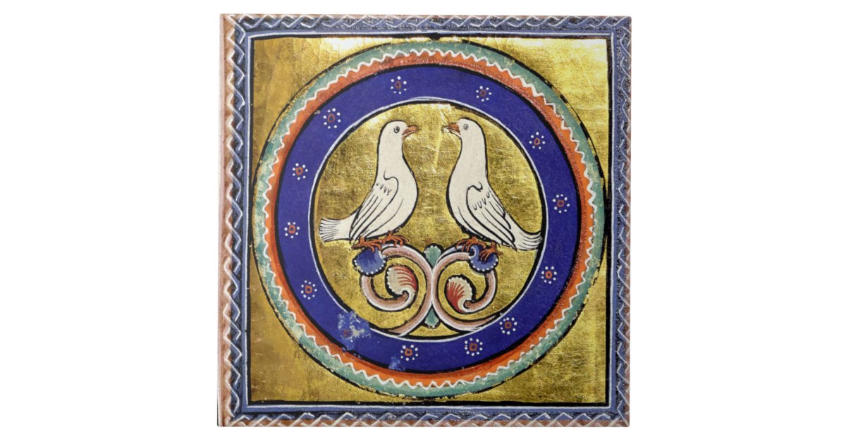 Medieval Aberdeen Bestiary Doves Ceramic Tile | Zazzle
