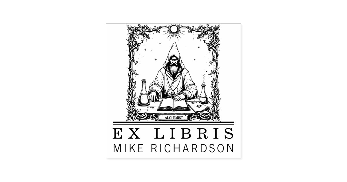 Medieval Alchemist Bookplate Stamp | Zazzle