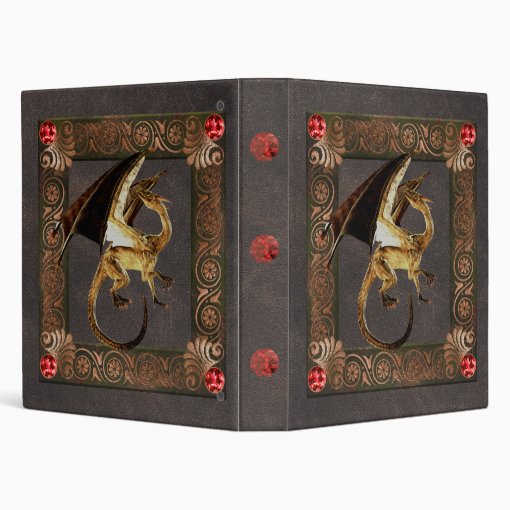 Medieval Ancient Rustic Dragon Gold Jeweled 3 Ring Binder | Zazzle