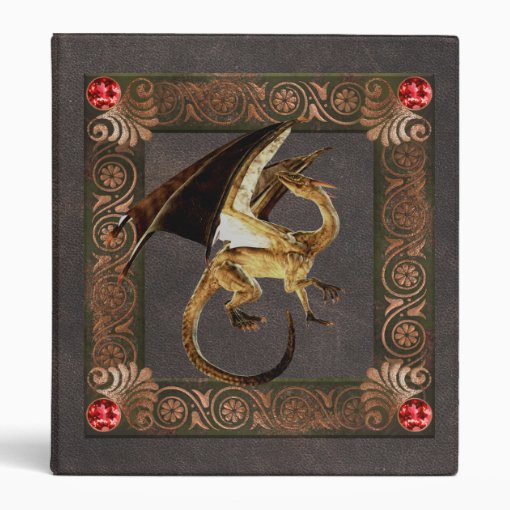 Medieval Ancient Rustic Dragon Gold Jeweled 3 Ring Binder | Zazzle