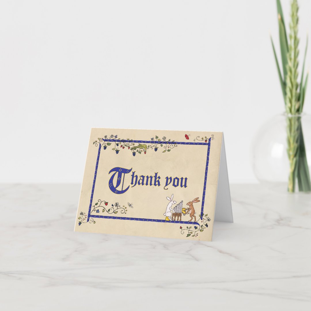 Medieval animals thank you folded card | Zazzle