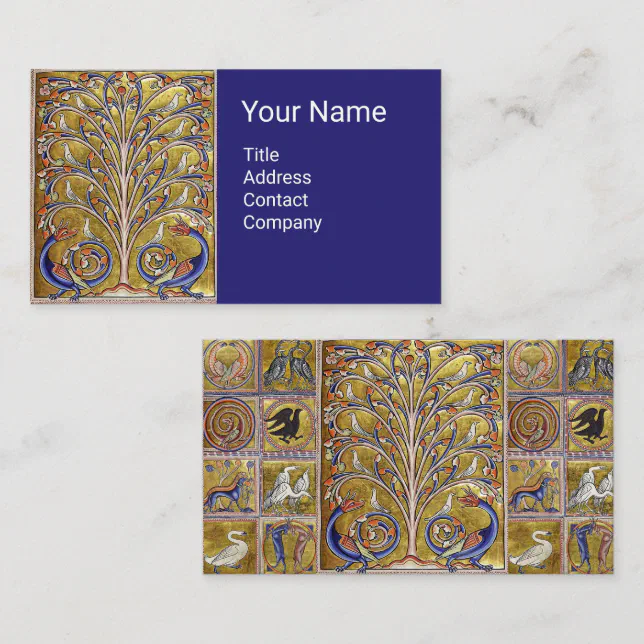 MEDIEVAL BESTIARY,BIRDS ON TREE OF LIFE,DRAGONS BUSINESS CARD | Zazzle