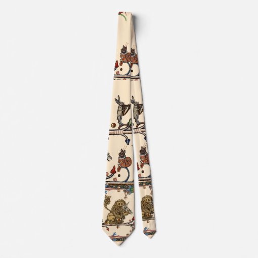 MEDIEVAL BESTIARY MAKING MUSIC Violinist Lion,Hare Neck Tie | Zazzle