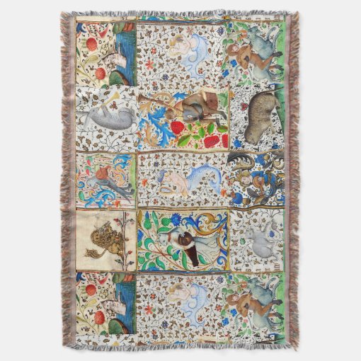 MEDIEVAL BESTIARY PLAYING MUSICAL INSTRUMENTS THROW BLANKET | Zazzle