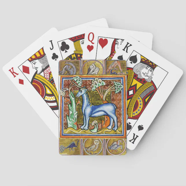MEDIEVAL BESTIARY,UNICORN,FANTASTIC ANIMALS POKER CARDS | Zazzle