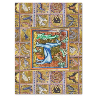 MEDIEVAL BESTIARY,UNICORN,FANTASTIC ANIMALS TISSUE PAPER | Zazzle