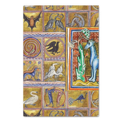 MEDIEVAL BESTIARY,UNICORN,FANTASTIC ANIMALS TISSUE PAPER | Zazzle