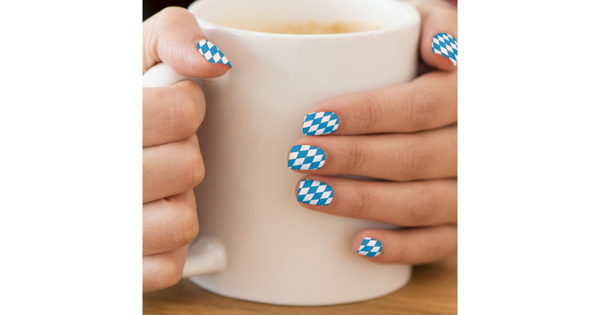 Medieval Blue White Bavaria Lozenges Pattern Minx Nail Art | Zazzle