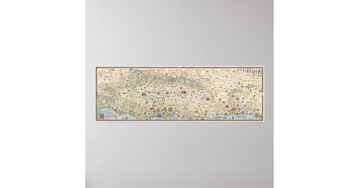 Medieval California Map Poster | Zazzle