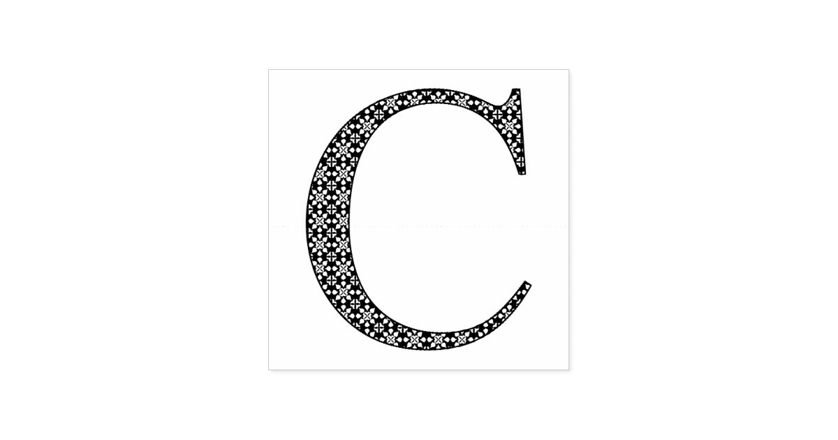Medieval Damask Monogram Letter C Rubber Stamp | Zazzle