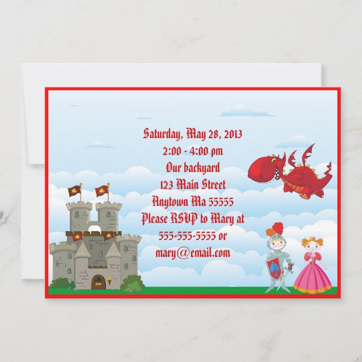 Medieval Dragon Knight Birthday Invitation | Zazzle