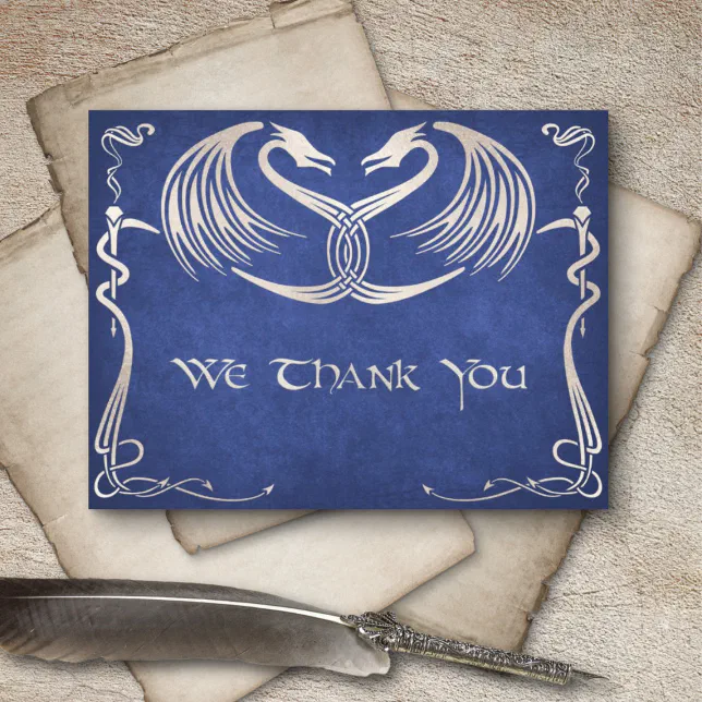 Medieval Dragon Wedding Thank You Card | Zazzle