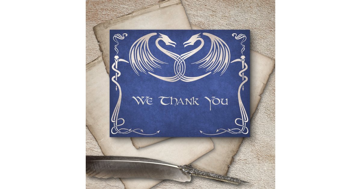 Medieval Dragon Wedding Thank You Card | Zazzle