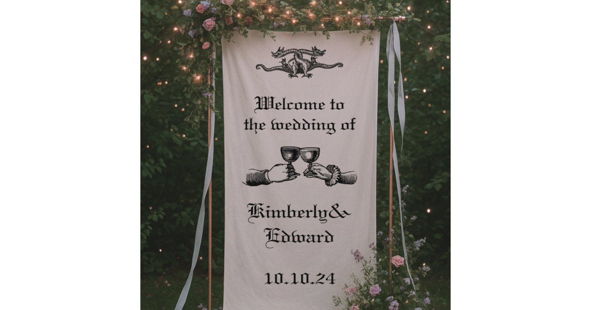 Medieval engraving Wedding Welcome Sign | Zazzle