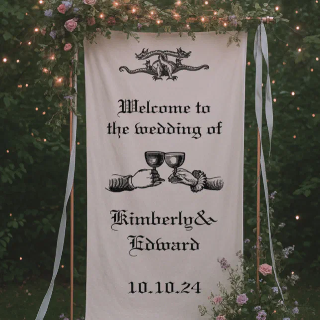 Medieval engraving Wedding Welcome Sign | Zazzle