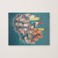 Medieval Fantasy Fortress Island Town Illustration Jigsaw Puzzle | Zazzle