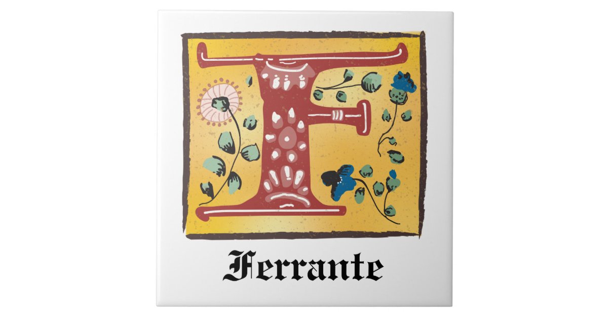 Medieval Floral Illuminated Letter F Monogram Ceramic Tile | Zazzle