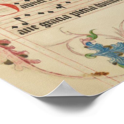 Medieval Gregorian Chant Manuscript Sheet Music Poster | Zazzle