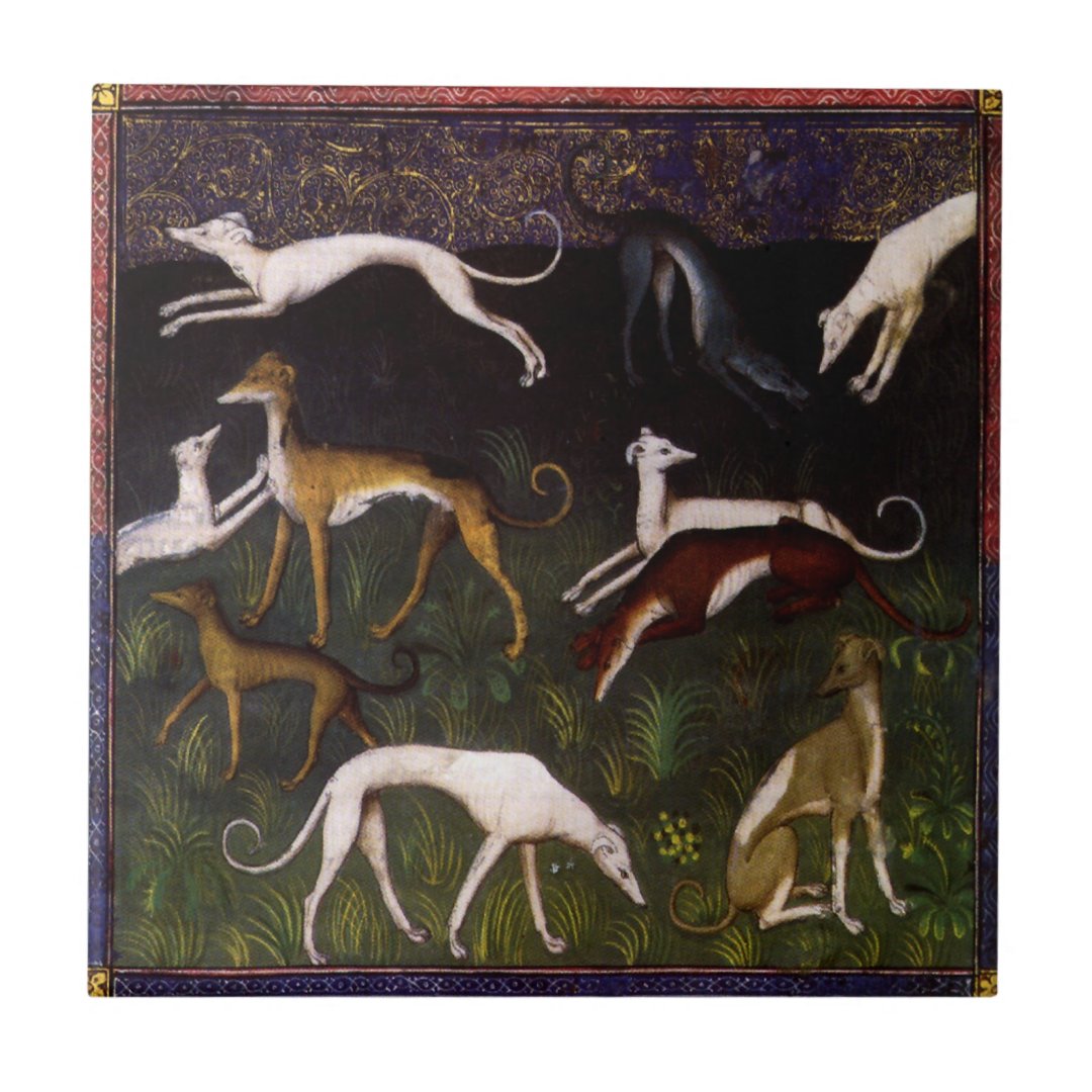 Medieval Greyhounds Fine Art Ceramic Tile | Zazzle