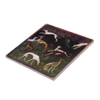 Medieval Greyhounds Fine Art Ceramic Tile | Zazzle