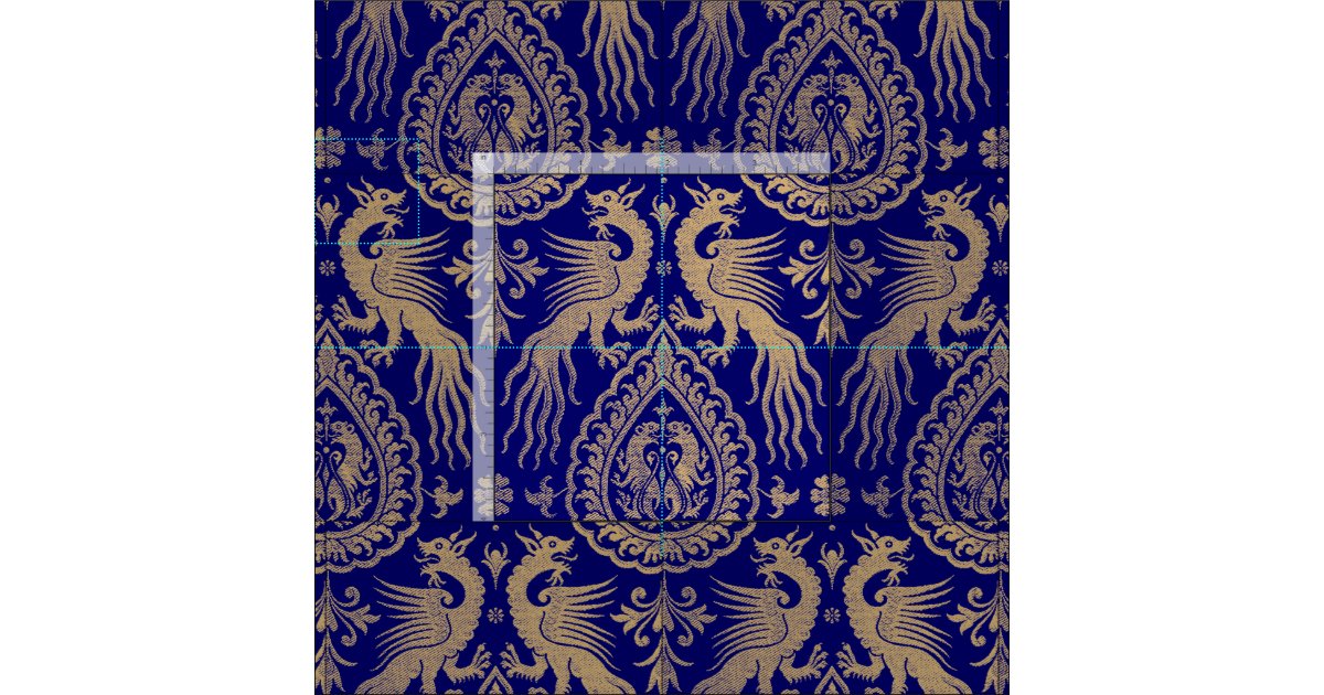 Medieval Italian Dragons & Leopards Pattern Fabric | Zazzle