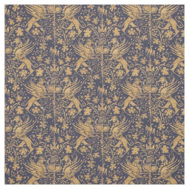 Medieval Italian Griffons in Grapevine Pattern Fabric | Zazzle