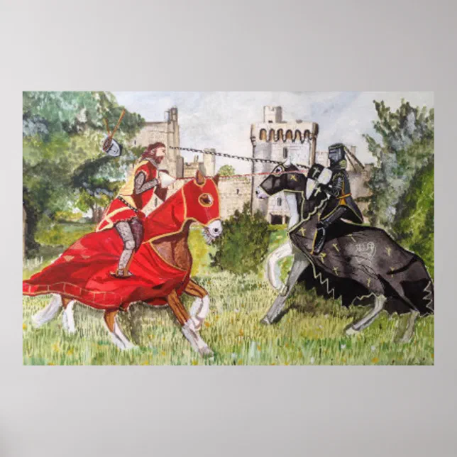Medieval Joust against a Castle Poster | Zazzle