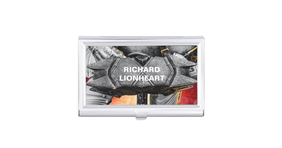 Medieval Knight Armor War Hammer Customizable Business Card Case | Zazzle