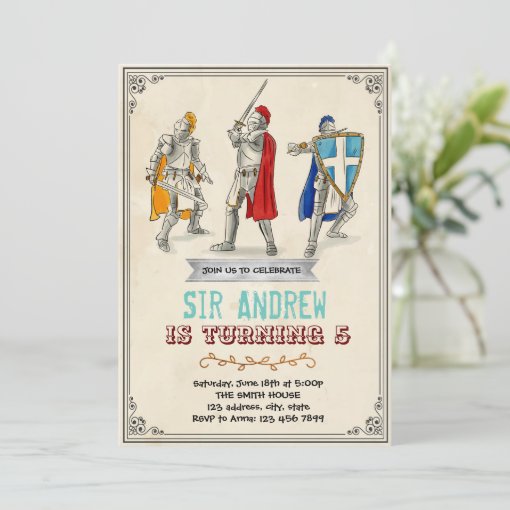 Medieval knight birthday invitation | Zazzle