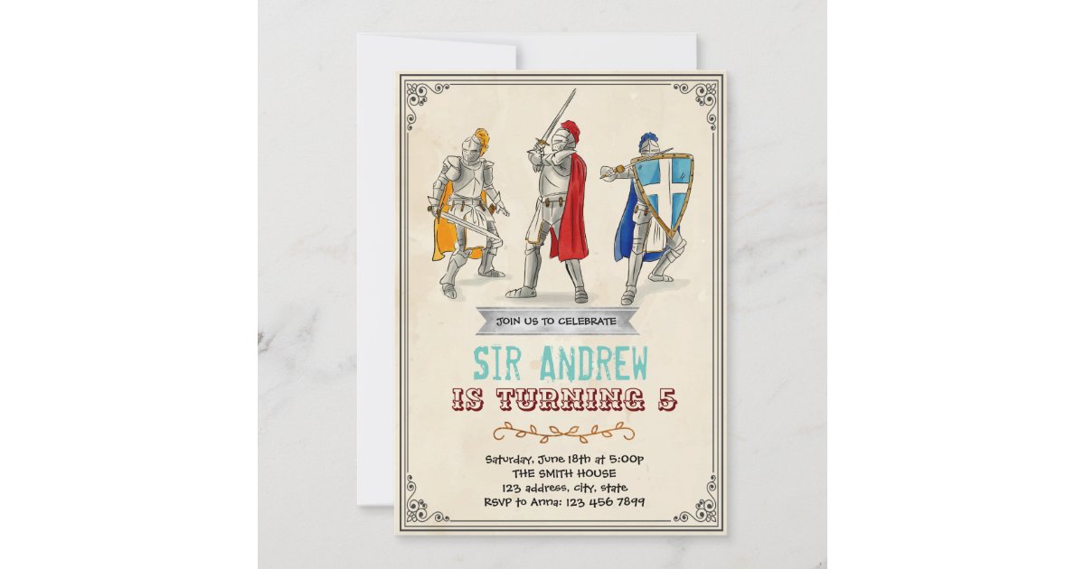 Medieval knight birthday invitation | Zazzle