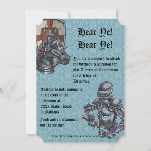 Medieval Knight Birthday Invitation | Zazzle