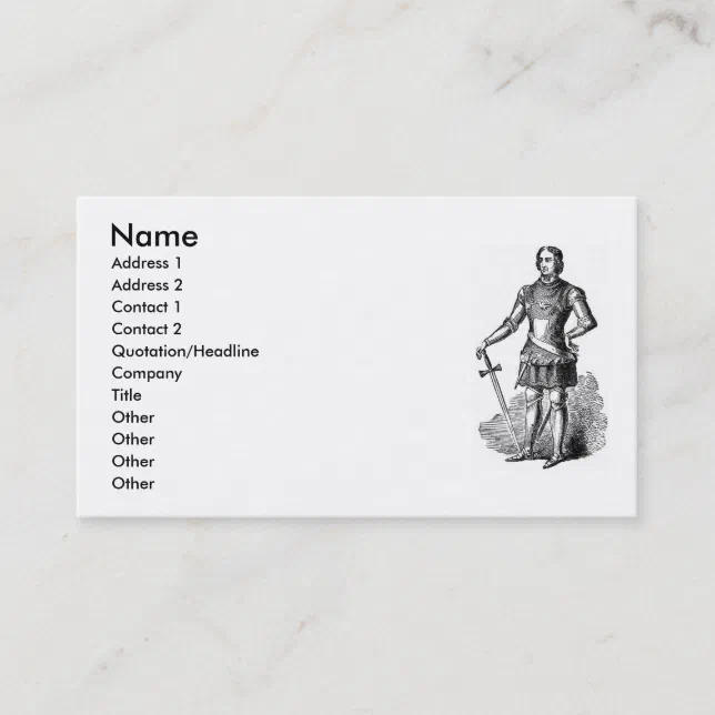 Medieval Knight Business Card | Zazzle