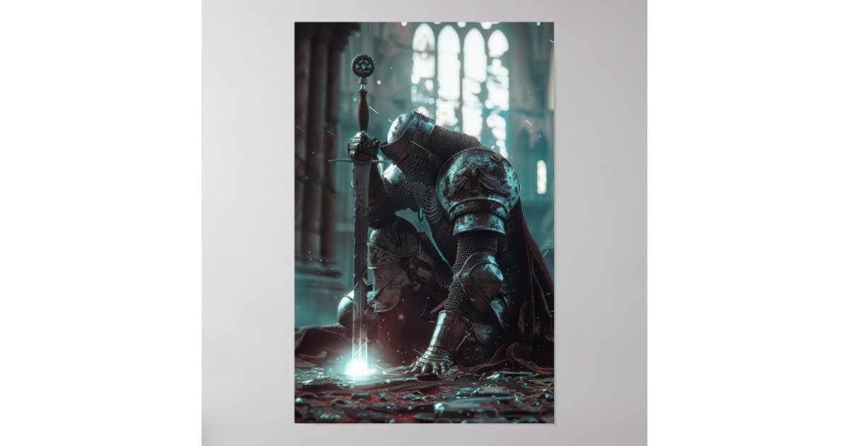 Medieval Knight Close-Up Poster | Zazzle